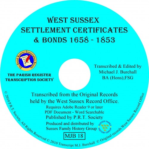 Settlement Certificates & Bonds - West Sussex 1658-1853