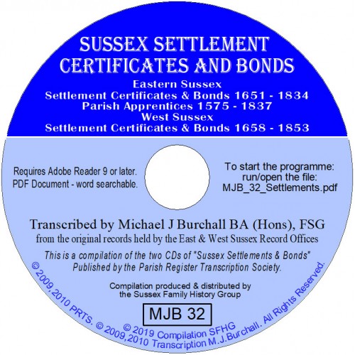 Settlement Certificates & Bonds - Sussex